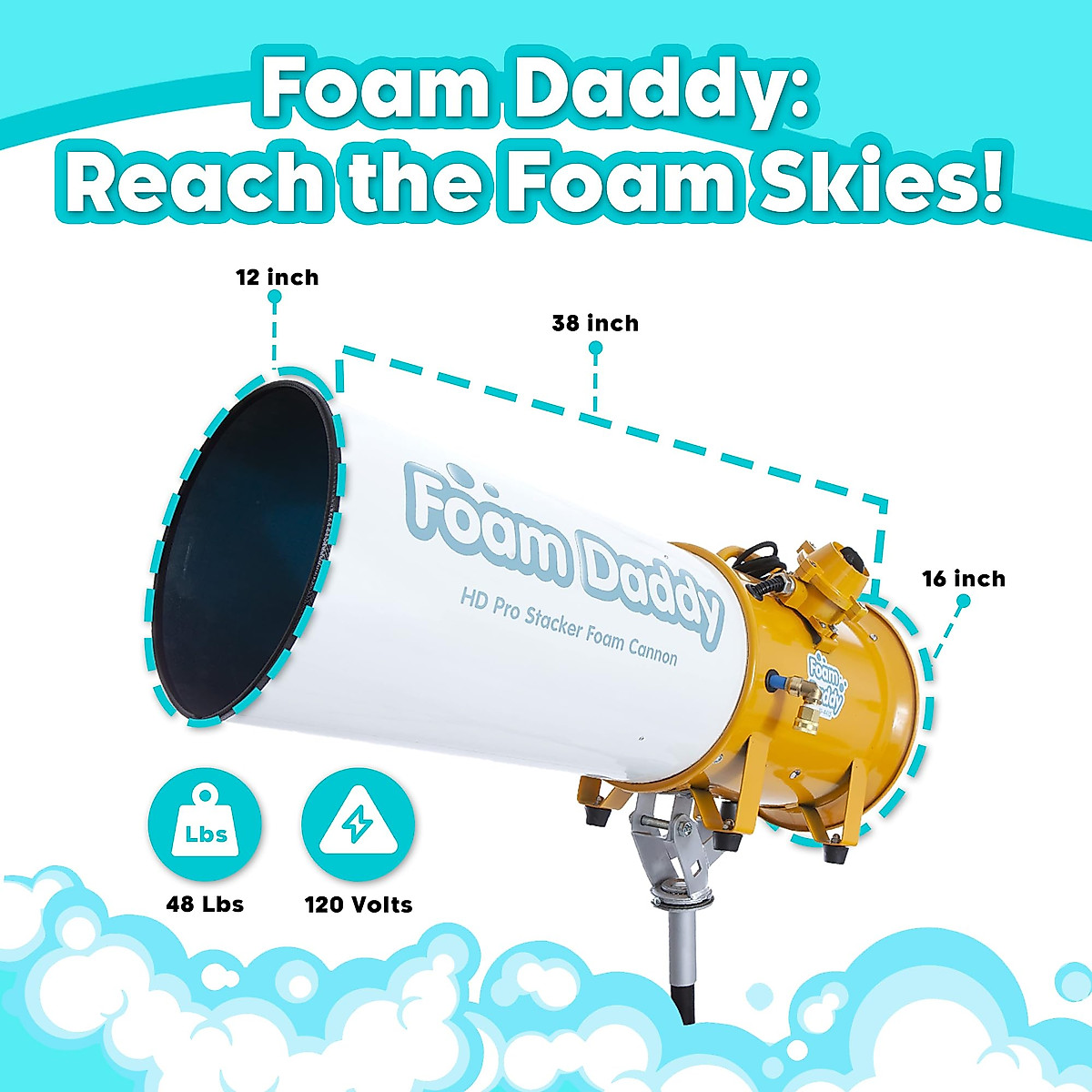 HD Pro Stacker Foam Cannon - Shoots Up to 30ft for Sky-High, Show-Stopping Foam Effects - Foam Machine Perfect for Large Scale Events, Festivals & Professional Entertainment Venues