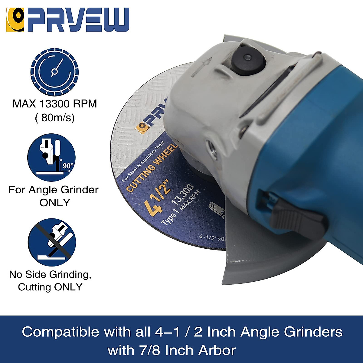 PRVEW 30-Pack Cut Off Wheels 4 1/2 Inch,4.5"x0.04"x7/8" Angle Grinder Cutting Wheel Cutting Disc,4.5 Inch Cut Off Wheel for Metal&Stainless Steel, Grinder Wheels for General Purpose Metal Cutting
