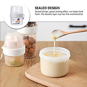 Hemoton 1 Set double layer crisper hot food flask cereal and milk thermal food jar hot food jar vacuum food containers Sealed Cereal Oatmeal small container yogurt white plastic pp office