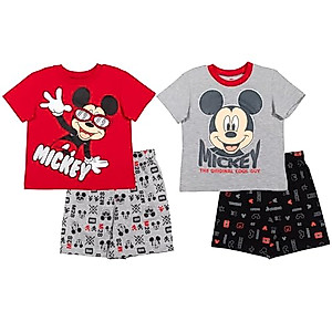 Disney Mickey Mouse Infant Baby Boys T-Shirts and French Terry Shorts Red/Grey 18 Months