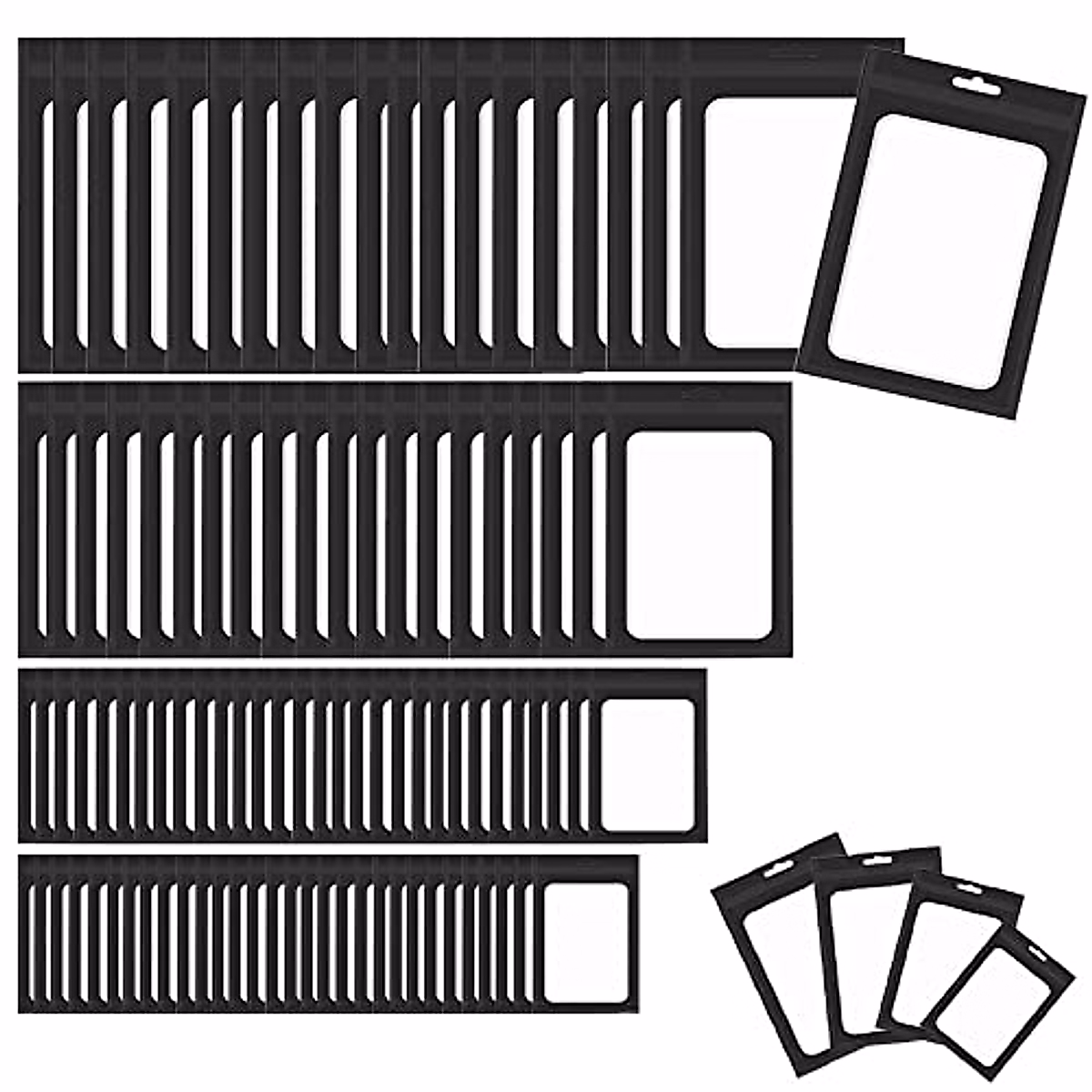 100 Pieces Resealable Mylar Ziplock Bags,4 SizesSmell Proof Bags,Holographic Bags with Clear Window,Self Sealing Bag for Party Favors, Lipgloss, Jewelry, Candy