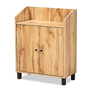 Baxton Studio Rossin Shoe Cabinets, Oak/Black