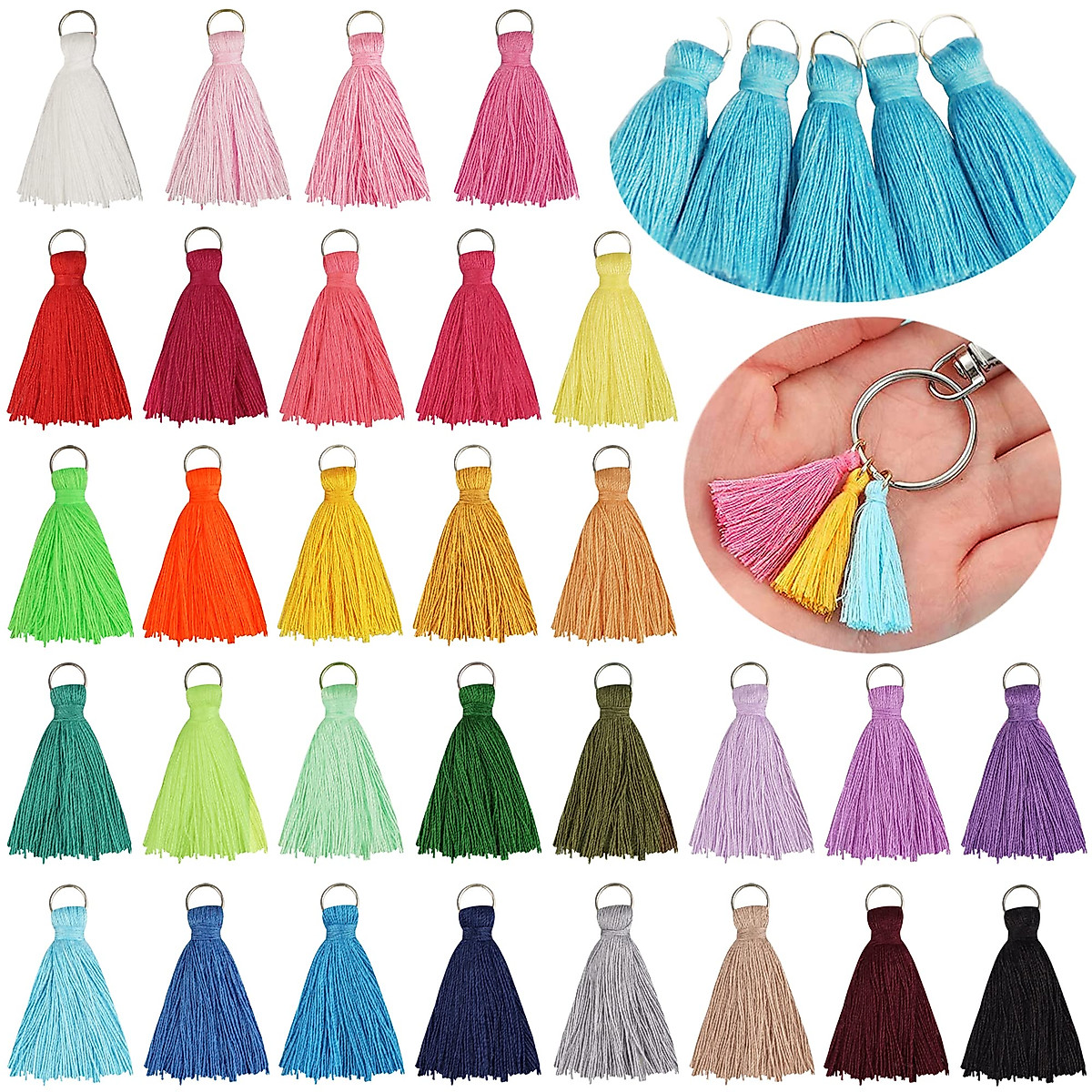 180PCS 30 Colors 3.5CM Multi-Color Mini Tassels Tiny Craft Tassels for Earring Jewelry Making Keychain Tassel Charms Bag Charms Pendant Handmade DIY Accessories(1.44Inch)