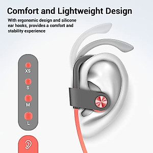 POIUZET Bluetooth Headphones, IPX7 Waterproof Wireless Sports Earbuds, HiFi Bass Stereo Earphones with Noise Cancelling Mic, 12 Hrs Playtime Headsets in-Ear, Running Headphones for Workout Gym