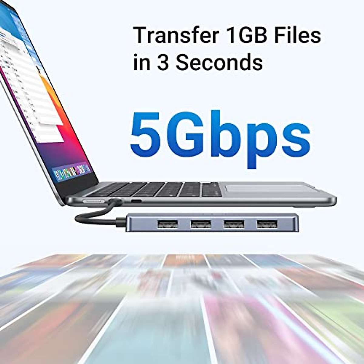 UGREEN USB C Hub 4 Ports, USB C to USB Hub with 4 USB 3.0, Powered USB C Splitter for Laptop, MacBook Pro, iMac, iPad Pro, Chromebook, Dell XPS, iPhone 15/15 Pro, Galaxy S23, and More, 0.5FT