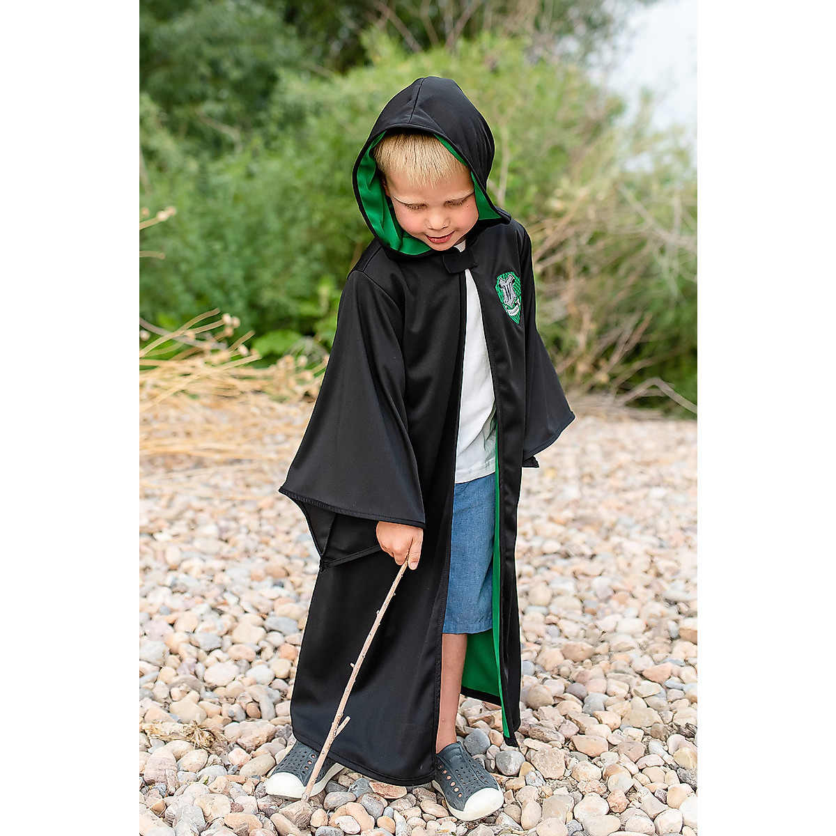 Little Adventures Green Hooded Wizard Robe Dress Up Costume (L/XL (Age 5-9)) - Machine Washable Child Pretend Play and Party Dress-Up Costume with No Glitter