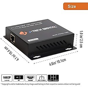 J-Tech Digital HDMI Extender Over Single Cat5e/6/7 HDMI Over Ethernet 1080p with IR Extension - Up to 400ft [TX + RX]