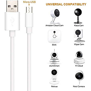 25ft USB Power Extension Cable Power Cord for Wireless Home Security Camera, Kasa Cam, Wyze Cam, YI Cloud, Nest Cam, Netvue, Furbo Dog, Blink, Amazon Cloud Cam Oculus Go (USB Cable, White)