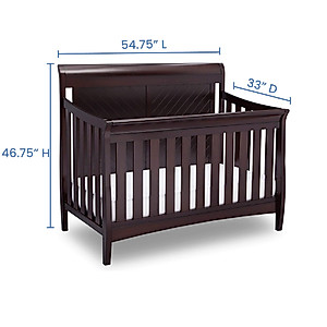 Delta Children Bennington Elite 4-in-1 Convertible Baby Crib, Dark Espresso, Sleigh
