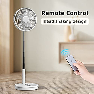 Astaowl Portable Foldable Fan,10800mAh Rechargeable Standing Fan,USB Desk Fan,4 Speed,Battery Operated Fan,Remote Controller,Quiet Telescopic Fan for Office Bedroom Outdoor Travel Camping Fishing