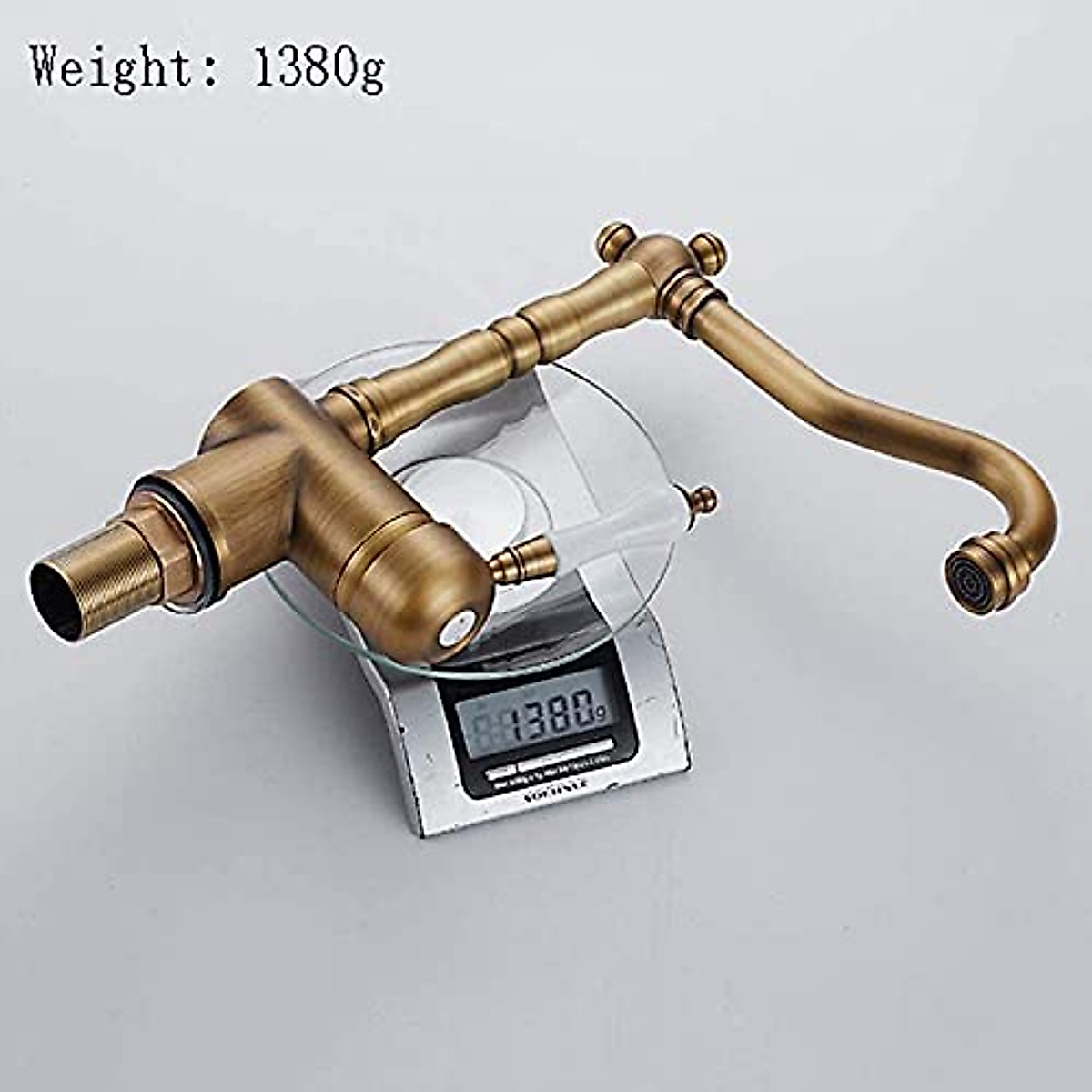 Kitchen Rotatable Washing Pool Hot and Cold Water Mixer Tap Antique Copper Drawing Sink Tap with Ceramics Handle Bathroom WC Bath Wash Basin Faucet