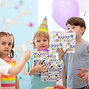 BULKYTREE Birthday Wrapping Paper with Cut Lines for Boys Girls Kids Men Women Holiday Birthday Theme Party Baby Shower - 3 Large Sheets Balloon Happy Birthday Gift Wrap - 27 Inch X 39.4 Inch Per Sheet