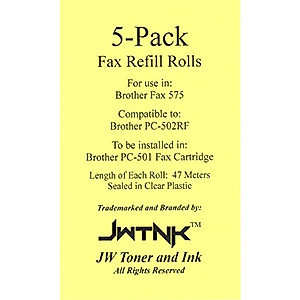 5-pack of PC-502RF Fax Film Ribbon Refill Rolls Compatible with Brother Fax 575