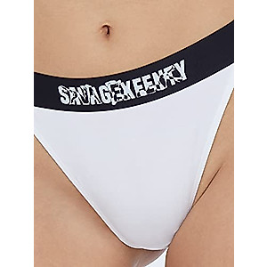 Savage X Fenty, Women's, Showgirl High-Leg Thong, Angel White, XS