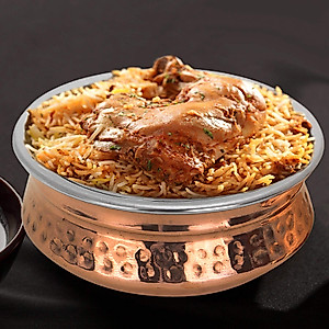 Zap Impex Set of 2, Copper Tableware Serving Bowl Indian Serveware Handi Set, Tureen Copper Stainless Steel Serving Dishes For Serving your favourite Dish with a Traditional Touch (No: 2 (15 cm))