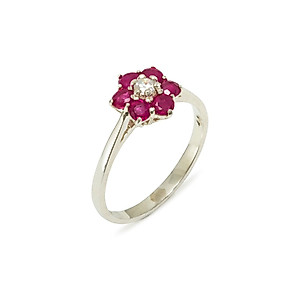LetsBuyGold 925 Sterling Silver Cubic Zirconia & Ruby Womens Cluster Band Ring - Size 11.75
