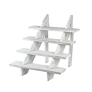 woodsky White 4-Tier Retail Display Tables Wooden Stand with Portable Shelves for Products Display Craft Show Rack for Tabletop, Countertop, Farmers Market, Tradeshows, Vendor Riser
