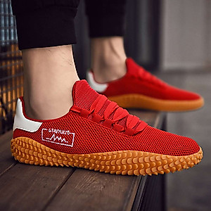 Men's Barefoot Tennis Shoes Lightweight Cross Training Shoes Trail Running Shoes,Red,EU43=9.5 US Men/11 US Women