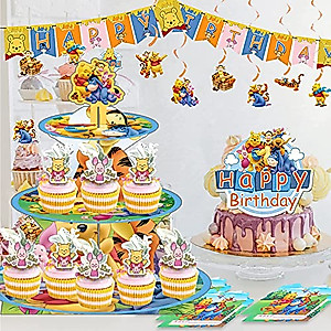 Winnie The Pooh Cupcake Stand, Pooh Bear Birthday Party Decorations, Cute Winnie Cupcake Tower for Kids Birthday Baby Shower Party Supplies