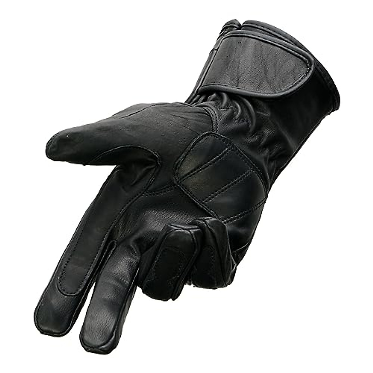 Milwaukee Leather SH451 Men's Black Leather Gauntlet Racing Motorcycle Hand Gloves with Wrist and Knuckle Padding Protection - 3X-Large