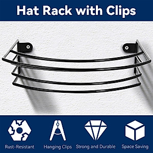 ZOUTOG Hat Organizer for Baseball Caps, 2 Pack Hat Rack with 20 Hat Clips for Wall and Door, Rust Resistant Metal Ball Cap Holder, Ballcap Storage Organizer Holds Up to 40 Caps