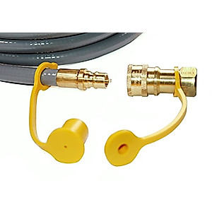 DOZYANT 12 Feet 3/8 inch ID Natural Gas Grill Hose with Quick Connect Propane Gas Hose Assembly for Low Pressure Appliance -3/8 Female Pipe Thread x 3/8 Male Flare Quick Disconnect - CSA Certified