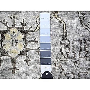 Shahbanu Rugs Silver Gray Afghan Angora Oushak with All Over Pattern Natural Dyes Soft Wool Hand Knotted Oriental Rug (8'1"x10'10")