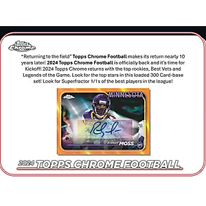 2024 Topps Chrome Football 7-Pack Trading Card Mega Box (1 Prism Refractor + Ten Rookies Per Box!)