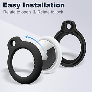 MOLOSLEEVE Airtag Holder Air Tag Case with Keychain, Anti-Scratch Airtags Key Chain for Apple Air Tags, Airtag Accessories for GPS Item Finder Tracker, Black