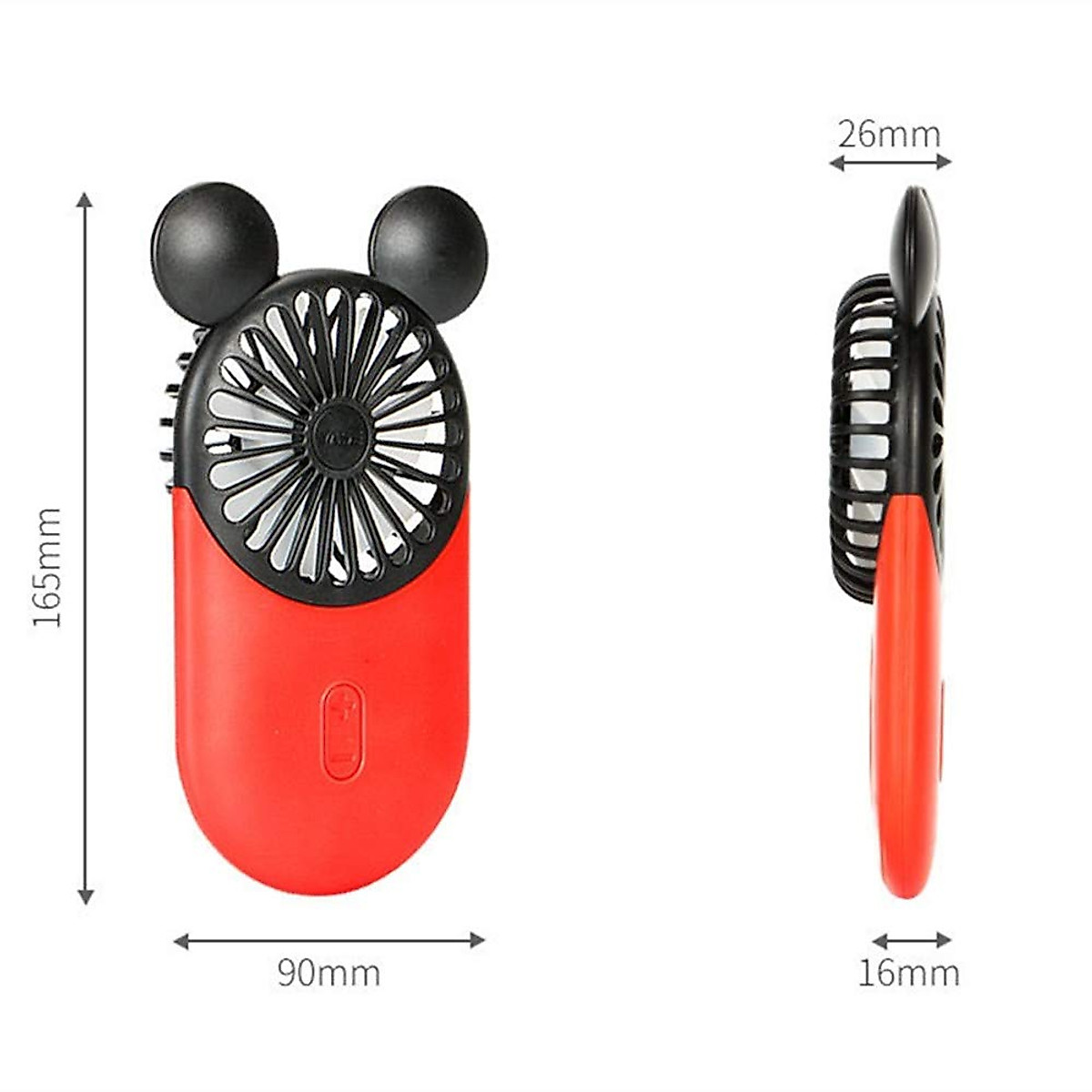 Kbinter Cute Personal Mini Fan, Handheld & Portable USB Rechargeable Fan Beautiful LED Light, 3 Adjustable Speeds, Portable Holder, for Indoor Outdoor Activities, Cute Mouse 3 Pack (Red+Pink+Yellow)