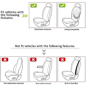 GIANT PANDA Seat Covers for Trucks Chevy Silverado,Dodge Ram,Ford F150 F-Series. Low Back Front Seat Cover for Pickup and Trucks,Black