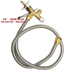 Meter Star CSA Certified Brass Safety Gas Valve for Fire Pit/Gas Grill, BBQ Grill Control Valve Assembly with 3/8" NPT(5/8UNF) Inlet and Outlet Corrugated or Flexible Hose
