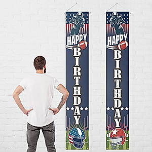 5665 Football Birthday Porch Sign Door Banner Decor Blue – Sport Super Bowl Game