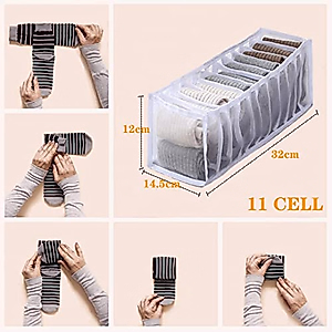 Washable Drawer Organizer Nylon Mesh Fabric Closet Organizer for Underwears Pants T-shirts (White-4pc for Underwear/Sock)