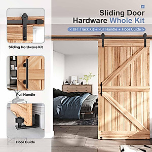 EaseLife 8 FT Sliding Barn Door Track and Handle Hardware Kit,Heavy Duty,Straight Pulley,Slide Smoothly Quietly,Easy Install (8FT Track Kit for 40"~48" Wide Single Door)