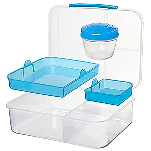 Sistema To Go Collection Bento Lunch Box, Large, Clear/Blue Klips