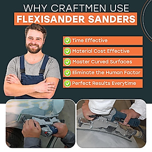 Electric flexible orbital sander Flexisander FS40070E 110 V, 15 3/4 x 2 3/4 in, sands curved surfaces, fastening system with dust extraction, vehicle body repairers, shipbuilders, composite, wood