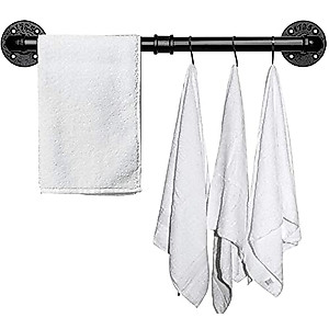 Jeasor Industrial Pipe Towel Rack Towel Bar, Heavy Duty Wall Mounted Rustic Farmhouse Bath Towel Holder for Bathroom (Black, 18 Inch)