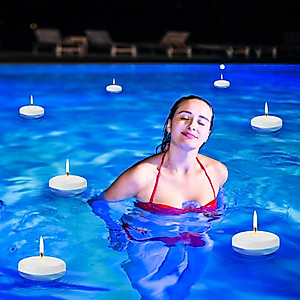 Baikaraer White Floating Candles-3 Inch Unscented Dripless Wax 13-15 Hours Burning,36 Pack for Centerpieces Floating Candles, for Cylindrical Vases, Swimming Pool,Restaurant,Wedding,Party Decoration