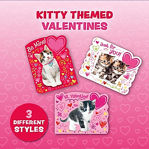 Peaceable Kingdom Scratch and Sniff Kitten Valentines - 28 Strawberry Scented Card Pack