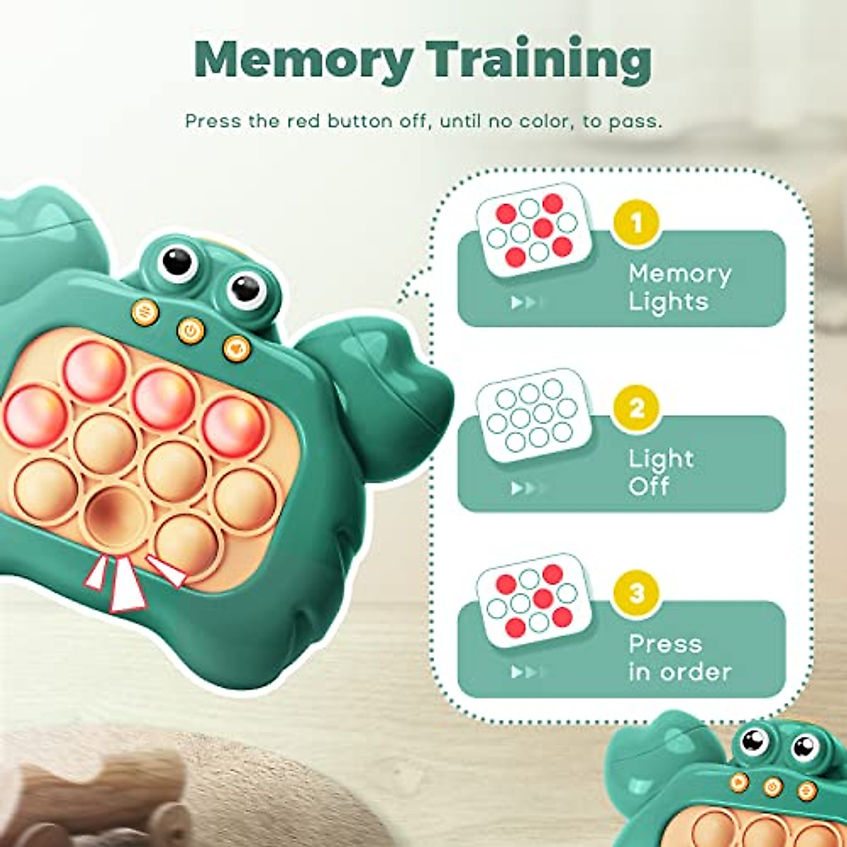 Quick Push Game Pop Game It Fidget Toys Light up Pattern Popping Game Puzzle Game Machine Anti-Anxiety Autism Sensory Toy for Children Adults
