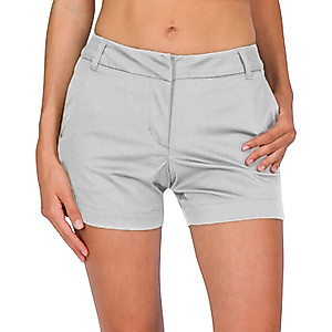 Three Sixty Six Womens Golf Shorts 4 ½ Inch Inseam - Quick Dry Active Shorts with Pockets, Athletic and Breathable Silver Grey