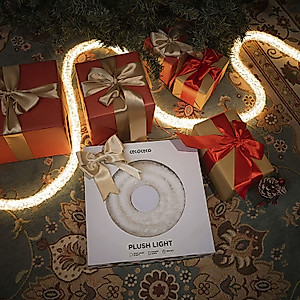 CECOCECO LED Night Light Rope Strip Neon Lights for Kids Bedroom 10ft Warm White Battery Adapter 12V Cute Portable Touch Decorations Plush 320 LEDs DIY Gifts for Women Girls Indoor Party Christmas