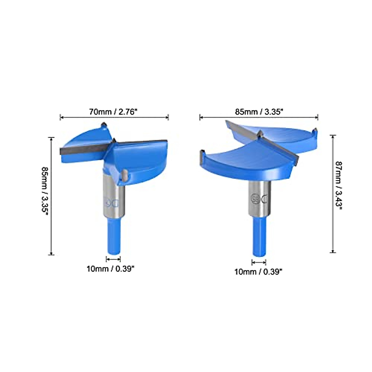 uxcell Forstner Drill Bits Set 70mm Dia. & 85mm Dia. Tungsten Carbide Wood Hole Saw Auger Opener, Woodworking Hinge Hole Drilling Boring Bit Cutter