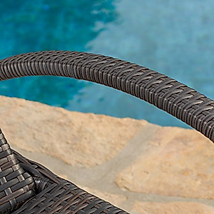 GDFStudio (Set of 2) Olivia Outdoor Brown Wicker Armed Chaise Lounge Chair