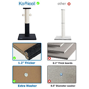 Komicoll 34-Inch Tall Cat Scratching Post for Indoor Cats, Large Carpet Scratch Post, Sisal Cat Scratcher, Sturdy and Durable Cat Post with Hanging Ball