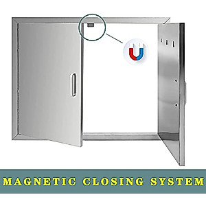 S7 Outdoor Kitchen Doors, 31W x 24H Inch, BBQ Door Stainless Steel Wall Construction Vertical, Outdoor Kitchen Door for BBQ Island, Grilling Station, Outside Cabinet