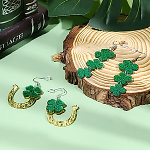 Florideco St. Patrick's Day Accessories Costumes Set With 2 Pairs Earrings 2 Glasses 4 Shamrock Necklace 2 Lucky Bracelets 6 Mustaches 2 Irish Shoulder Strap for Women Irish Party Favors St Patricks Day Decorations