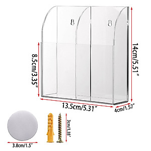 Hipiwe Wall Mount Remote Control Holder Clear Acrylic Media Organizer Storage Box Coffee Table and Nightstand Convenient Remote Control Caddy (Two Compartments)