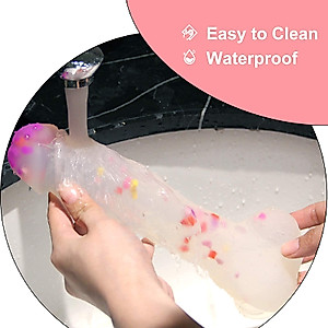 Dildo 9" Realistic Huge Dildo with Suction Cups Adult Sex Toy Penis with Curved Dick and Balls for G-Spot Vagina and Anal Sex Toys for Adults Women Men and Gay Couples (Clear)